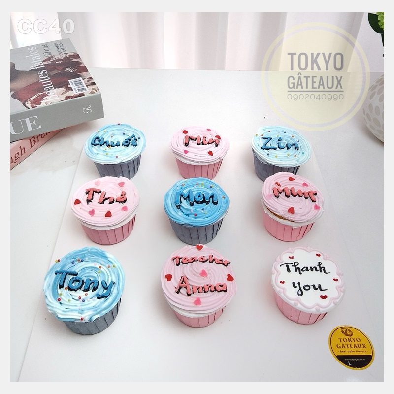 CC40 - Set 9 Cupcake Hồng Xanh